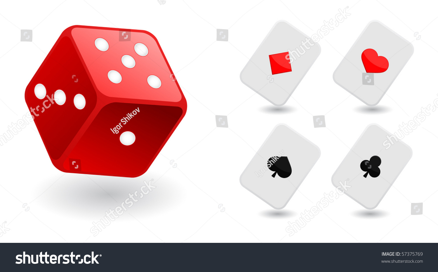 Dice Playing Cards Stock Vector (Royalty Free) 57375769 | Shutterstock