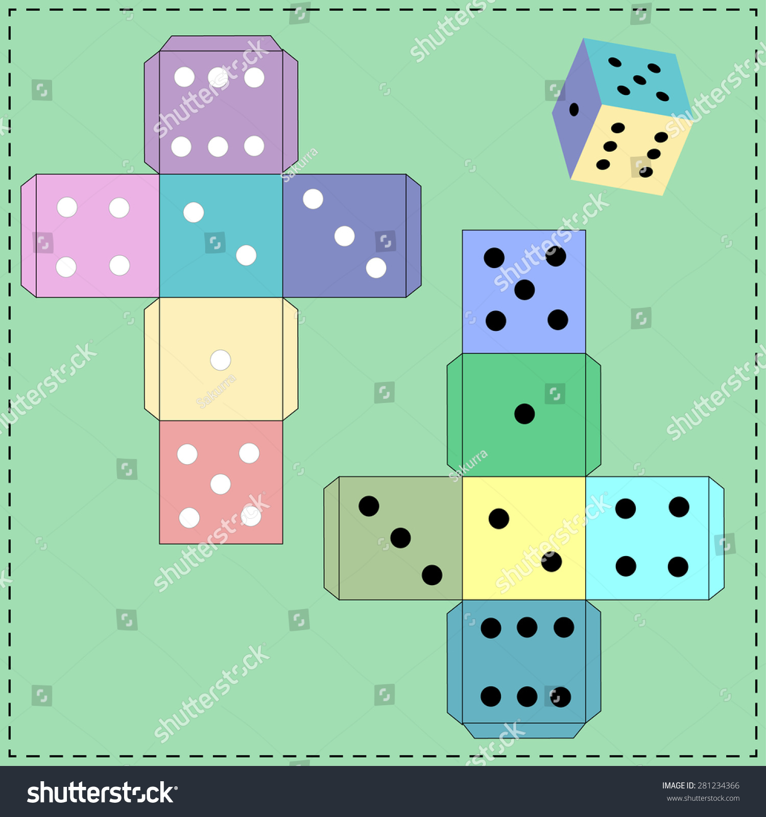 Dice Games Paper Dice Template Vector Stock Vector (Royalty Free) 281234366