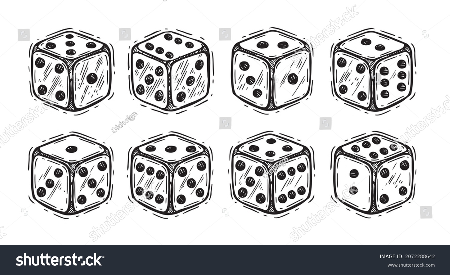 Dice Hand Drawn Vector Illustration 库存矢量图（免版税）2072288642 | Shutterstock