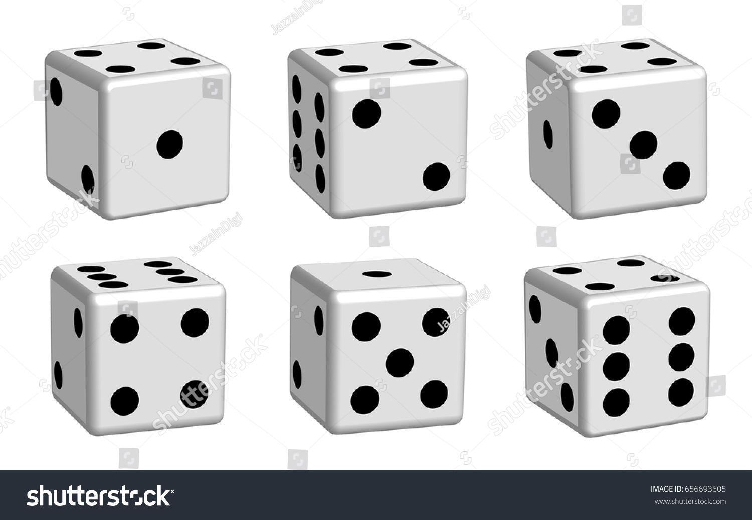 Dice White Set 3d View Vector Stock Vector (Royalty Free) 656693605 ...