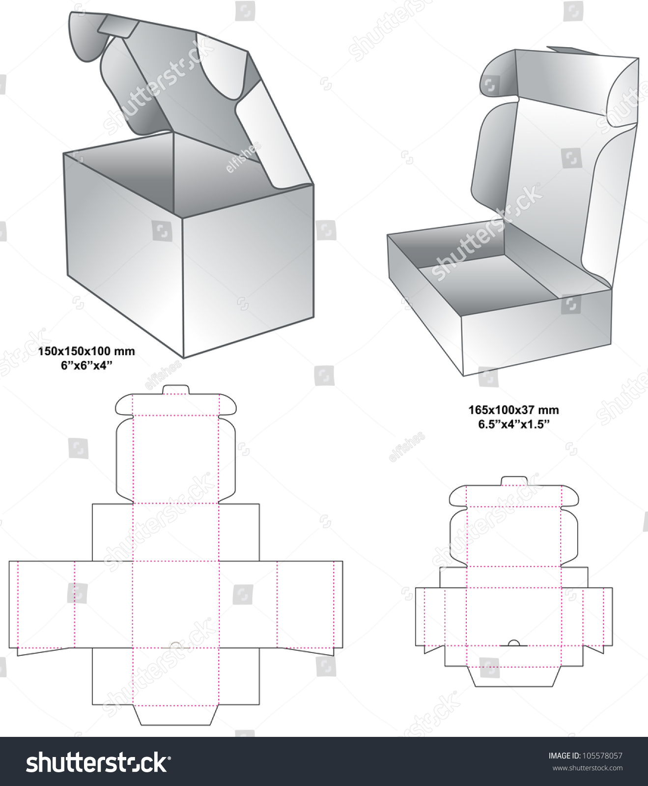 Die Horizontal Gift Box Stock Vector (Royalty Free) 105578057