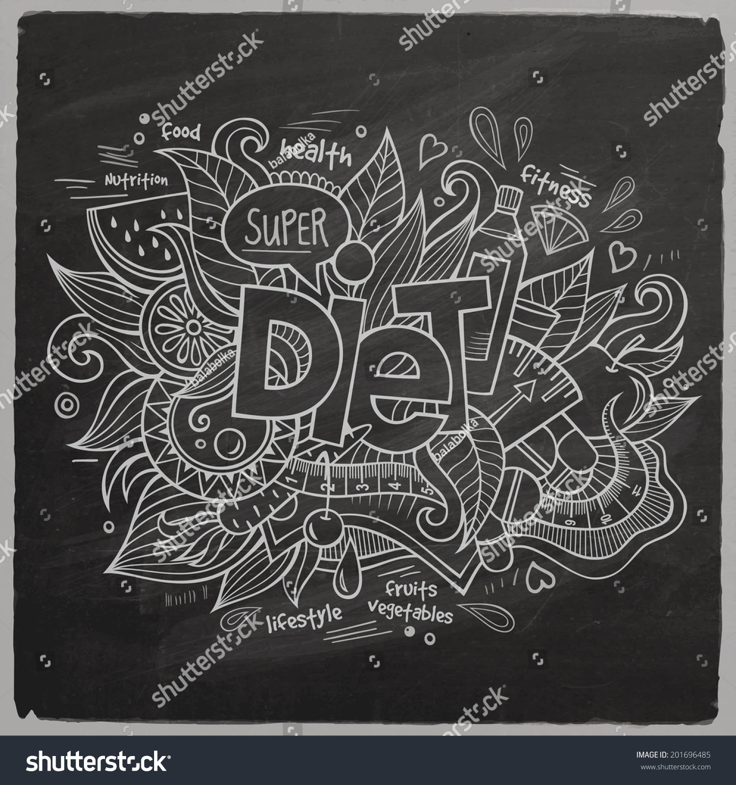 Diet Vector Hand Lettering Doodles Elements Stock Vector (Royalty Free ...