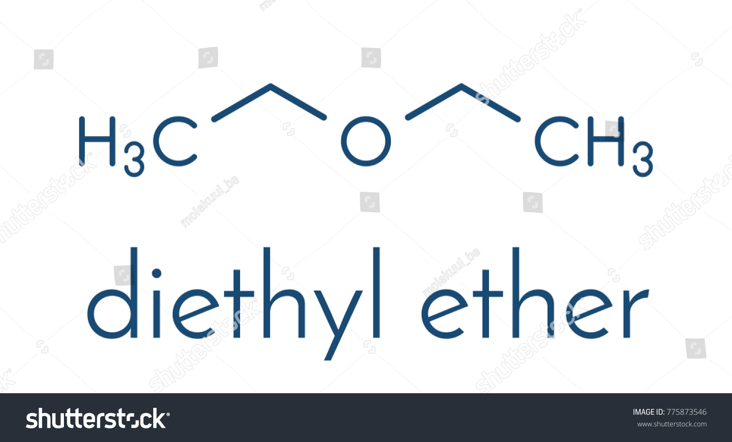 Diethyl Ether Solvent Molecule Skeletal Formula: เวกเตอร์สต็อก (ปลอดค่า ...