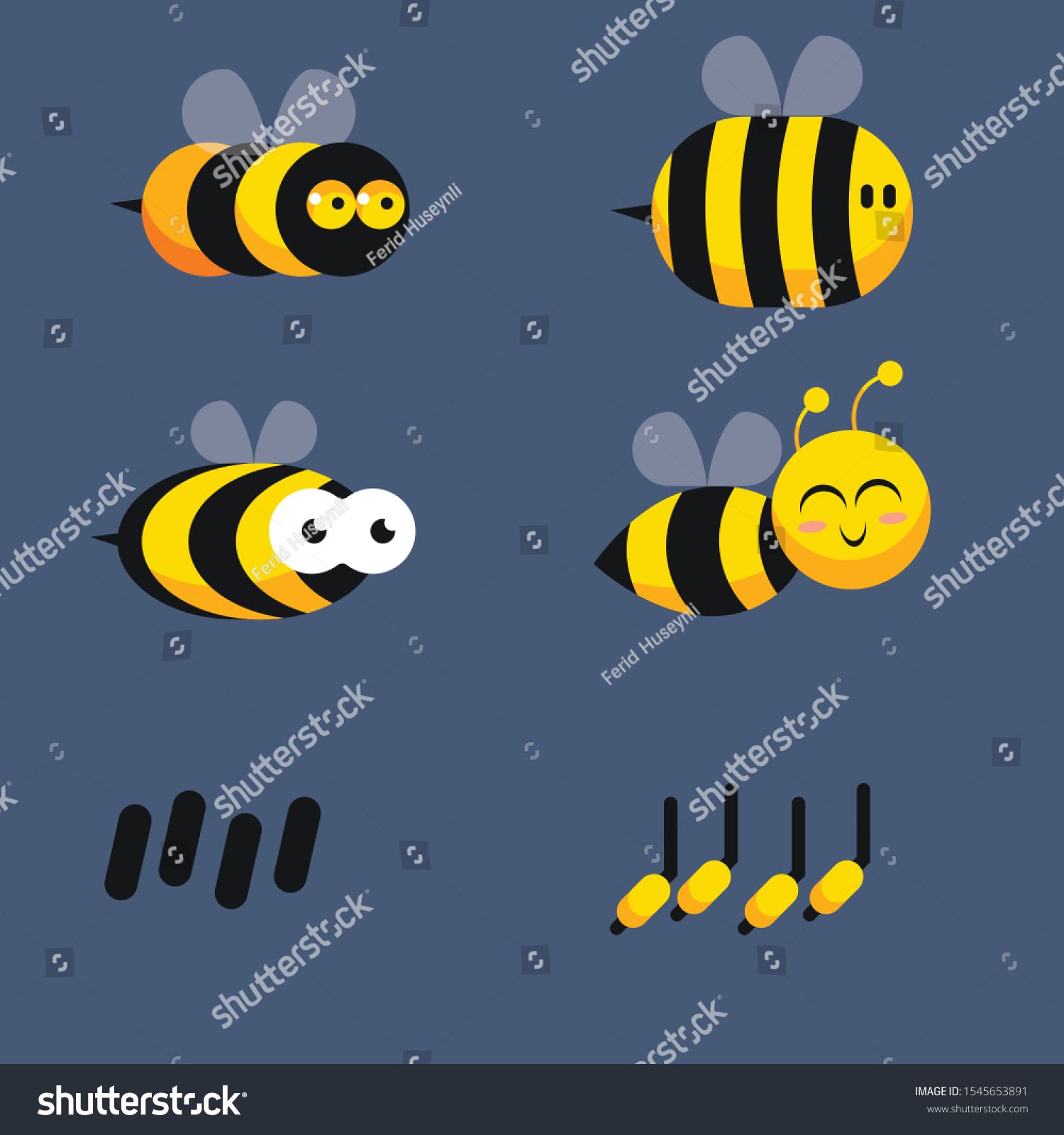 Different Bee Cartoon Characters Legs Vector Stock Vector (Royalty Free ...