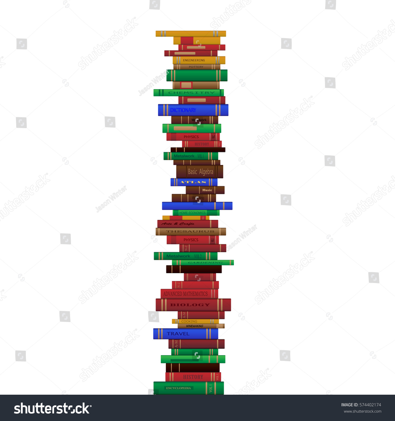 Different Books Tall Stack Illustration Stock Vector (Royalty Free ...