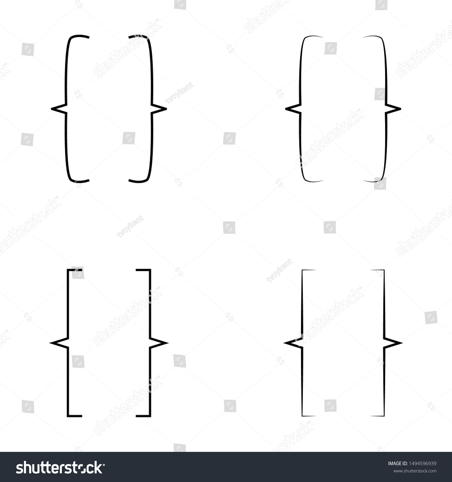 Different Brackets Set Brackets Symbol Elements: เวกเตอร์สต็อก (ปลอดค่า ...