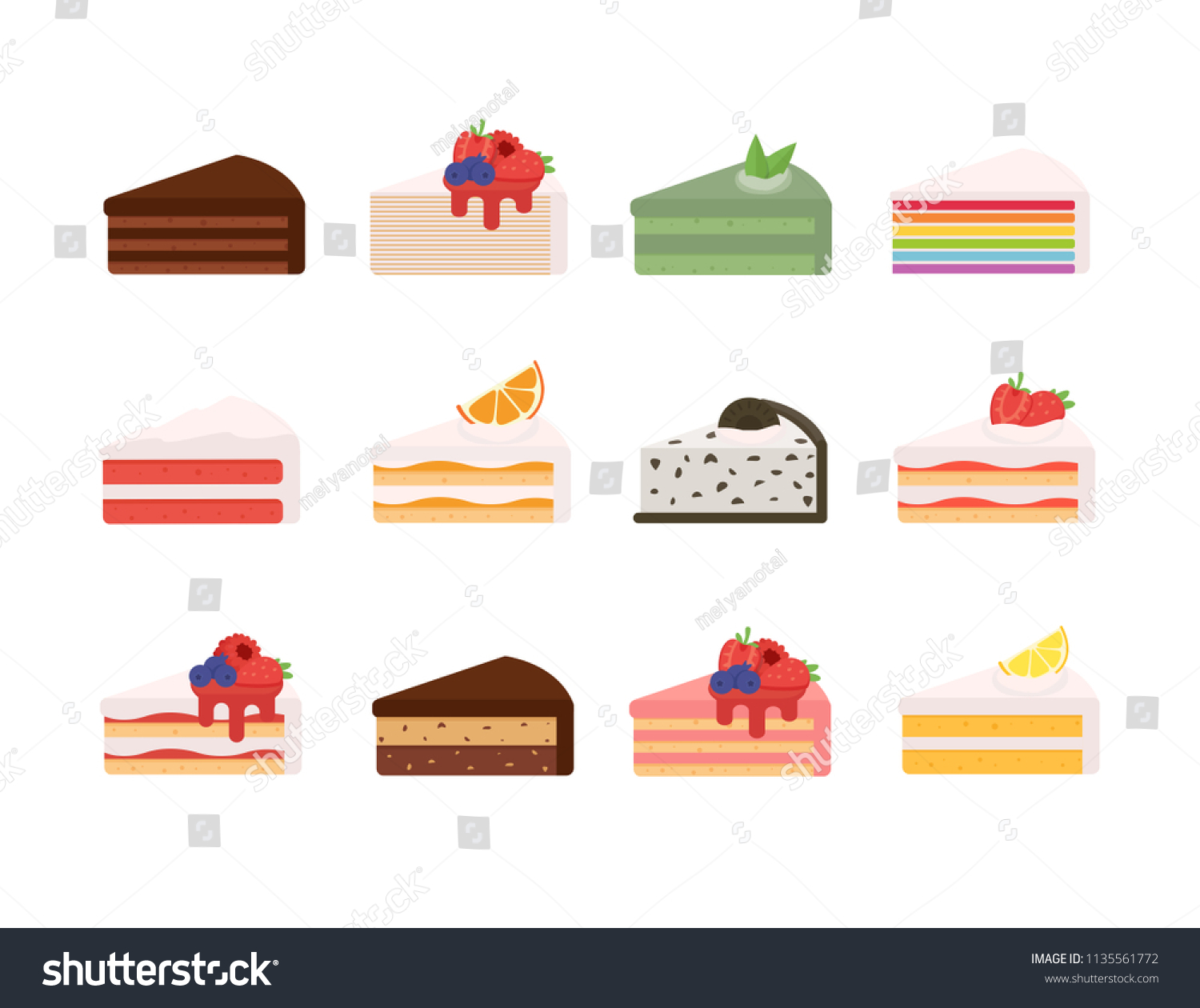 Different Cake Slices Set Isolated Vector Stock Vector (Royalty Free ...