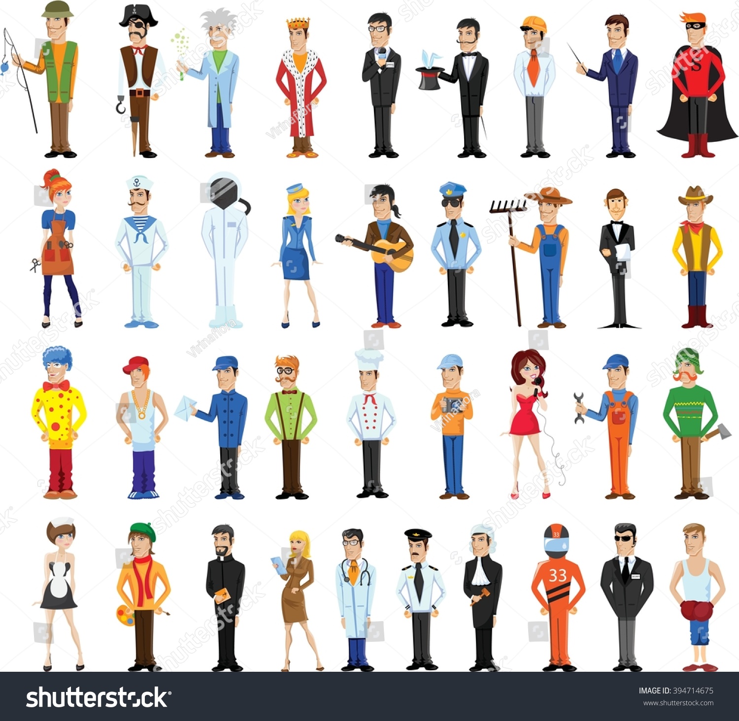 Different Cartoon People Professions Characters Set: vector de stock ... Different Cartoon People Professions Characters Set: vector de stock ...