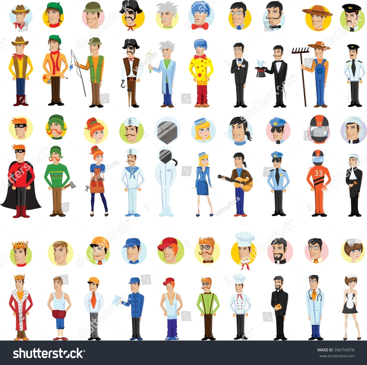 Different Cartoon People Professions Characters Set Stock Vector ...