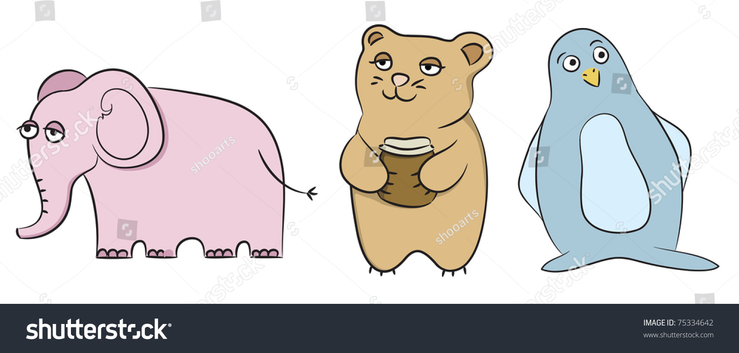 Different Cartoon Style Animals Vector: vector de stock (libre de ...
