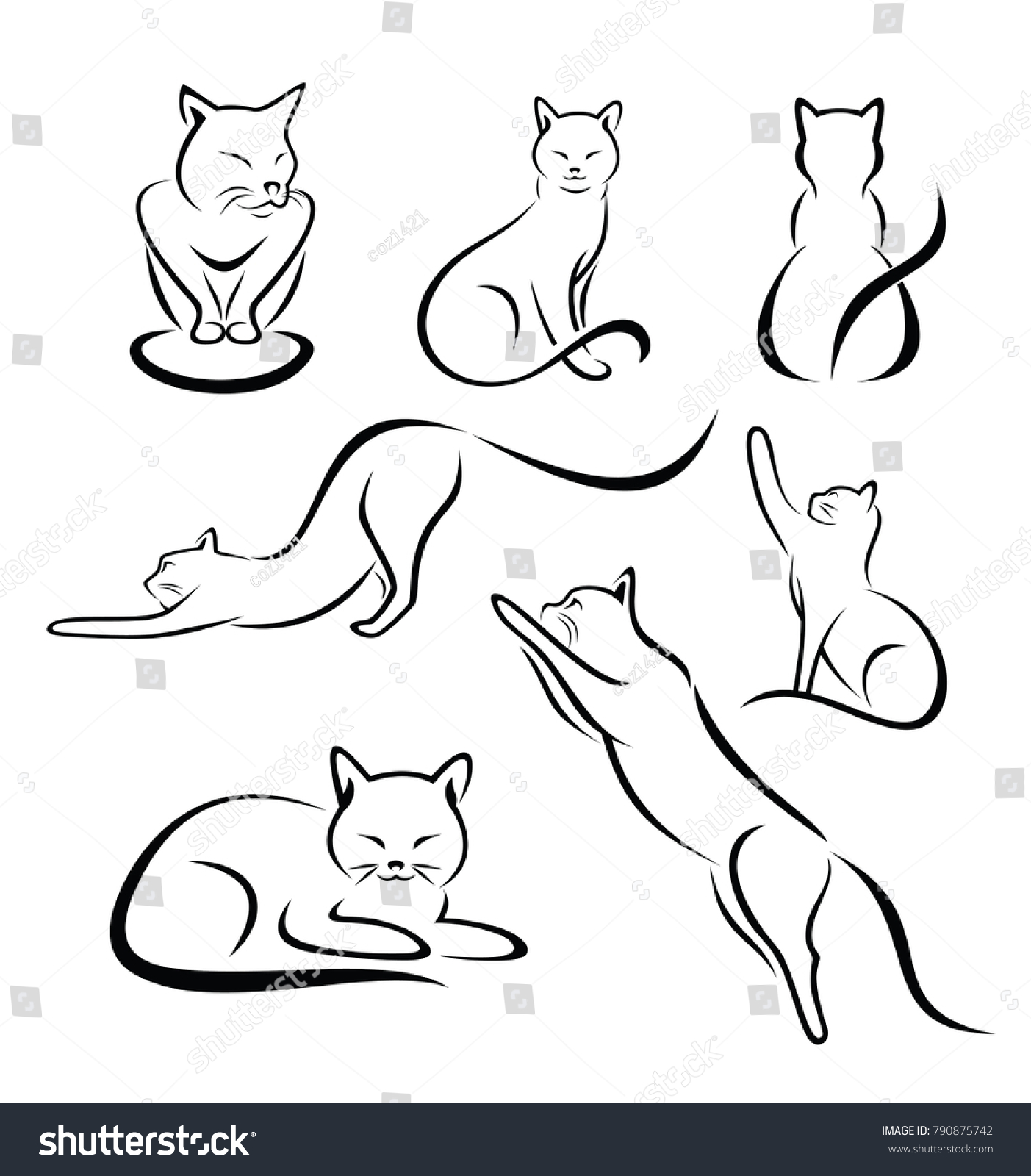 Different Cat Poses 库存矢量图（免版税）790875742 | Shutterstock