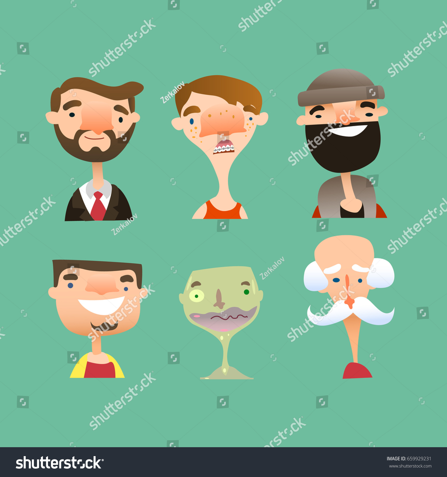 Different Characters Portraits Vector Illustration Stock Vector ...