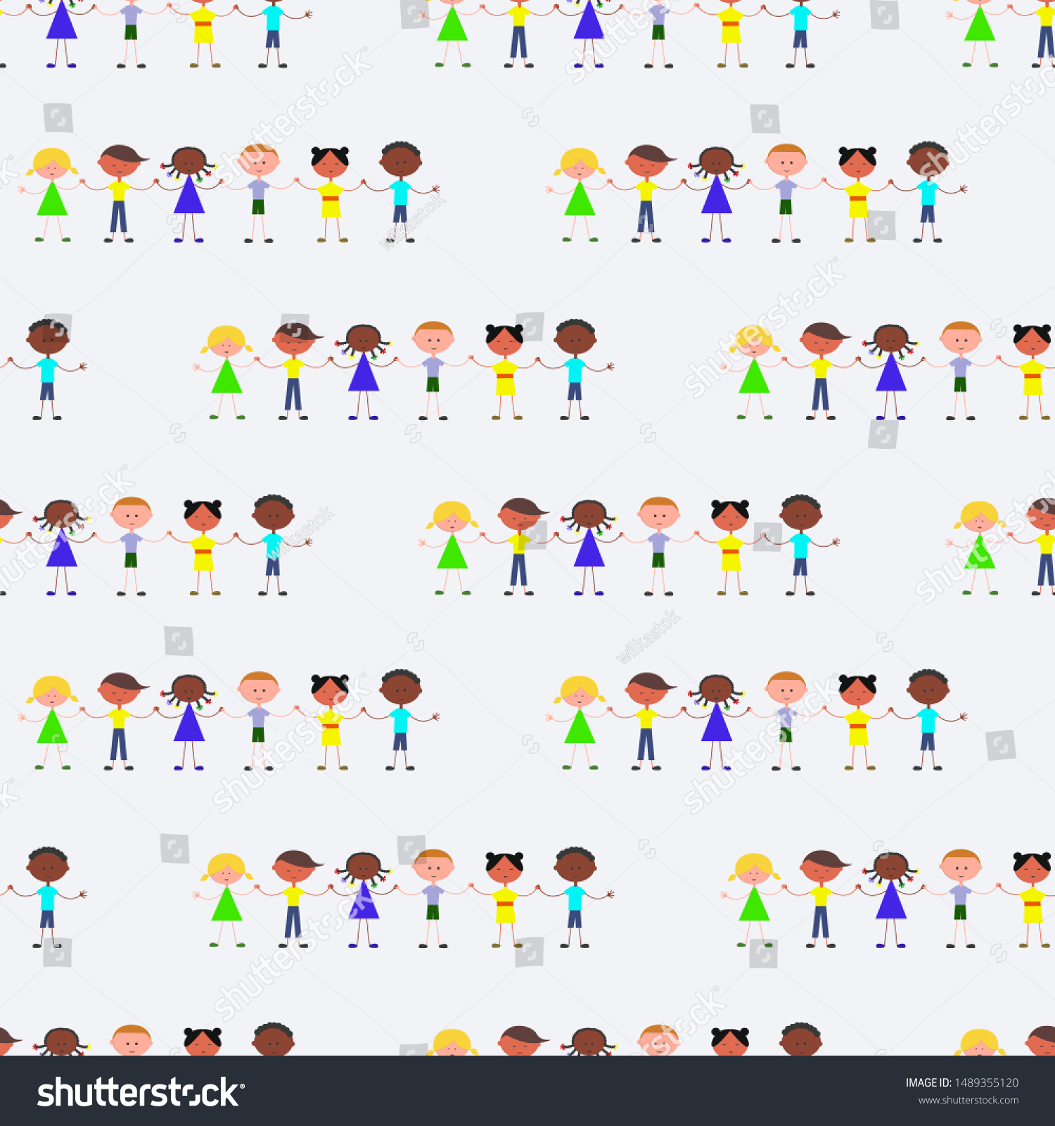 Different Children Holding Hands Vector Seamless: vector de stock ...