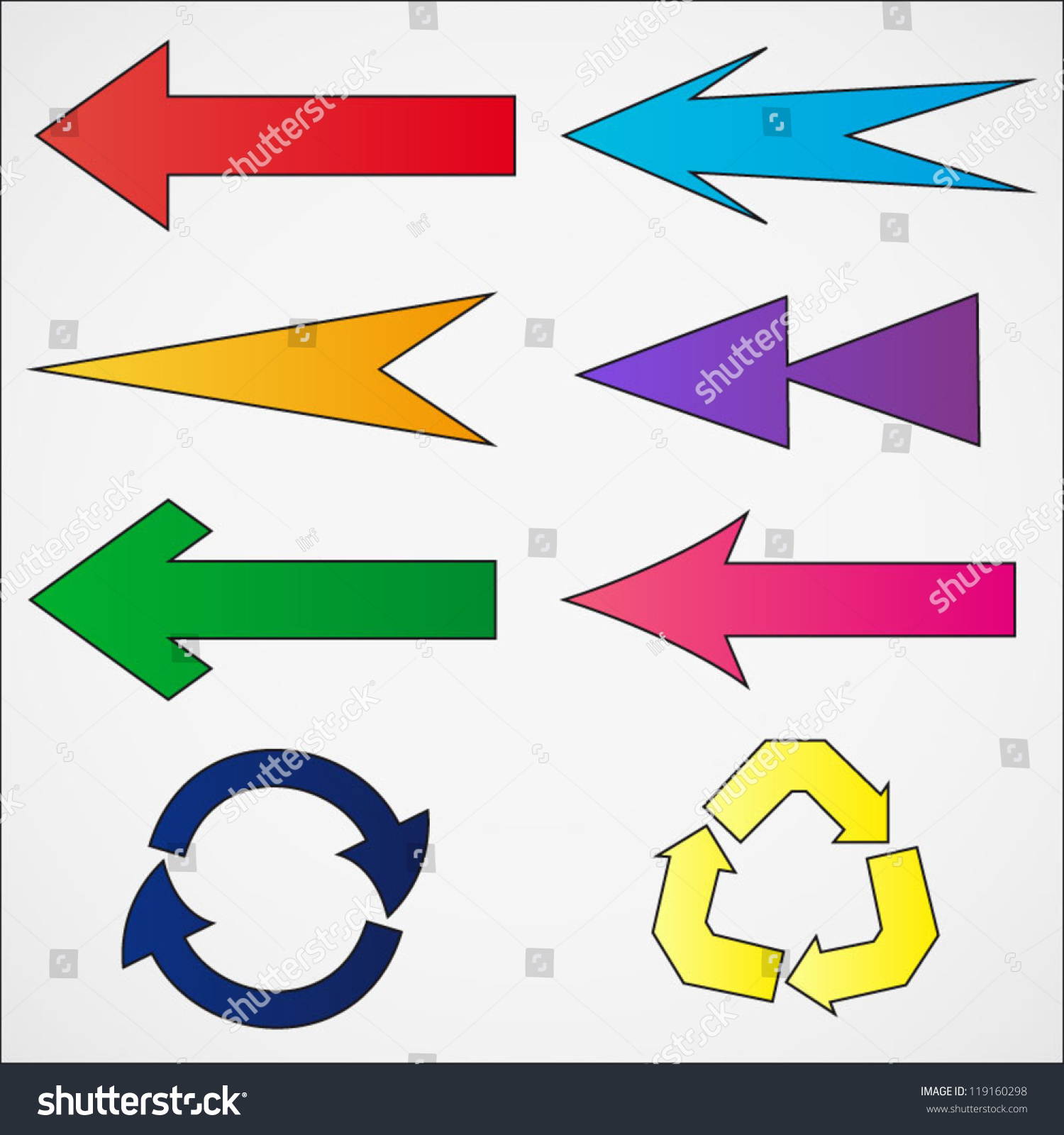 Different Colors Arrows Set Design: เวกเตอร์สต็อก (ปลอดค่าลิขสิทธิ์ ...