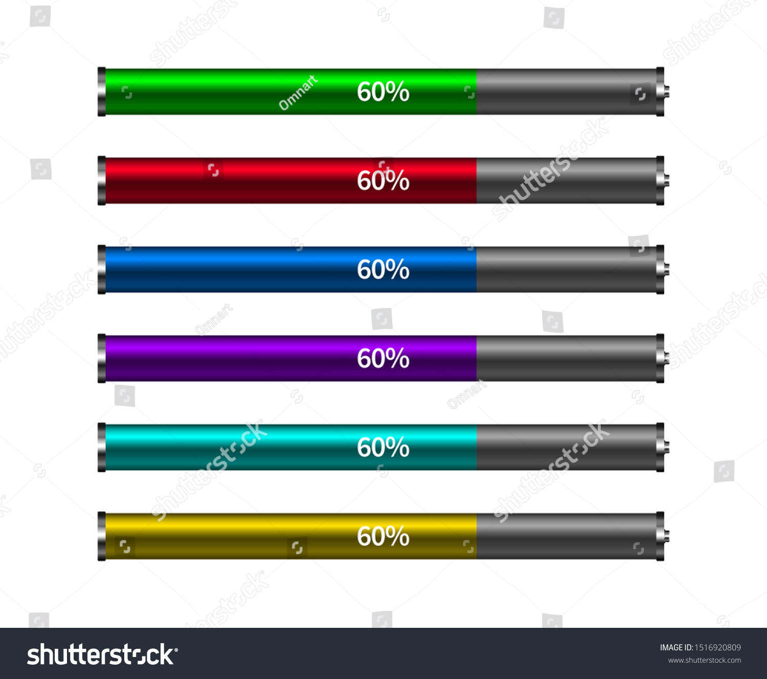 Different Colors Battery Loading Progress Bar: vector de stock (libre ...