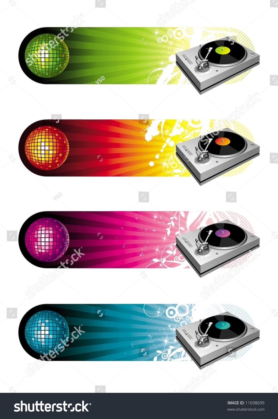 Different Colours Banners Turntable Stock Vector (Royalty Free) 11698699