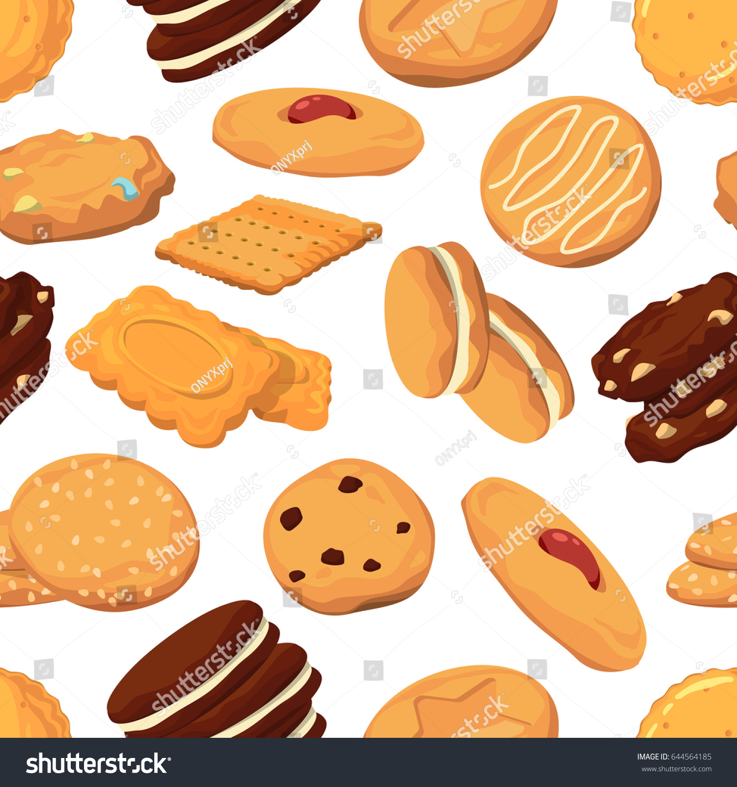 Different Cookies Cartoon Style Vector Seamless Stock Vector (Royalty ...