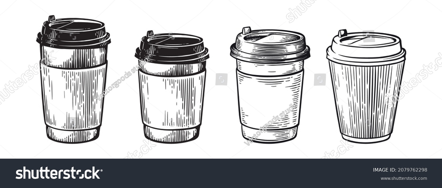Different Cups Coffee Tea Hand Drawing Stock Vector (Royalty Free ...