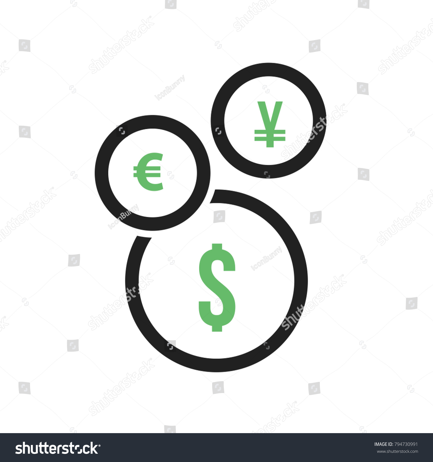 Different Currencies Icon Stock Vector (Royalty Free) 794730991 ...