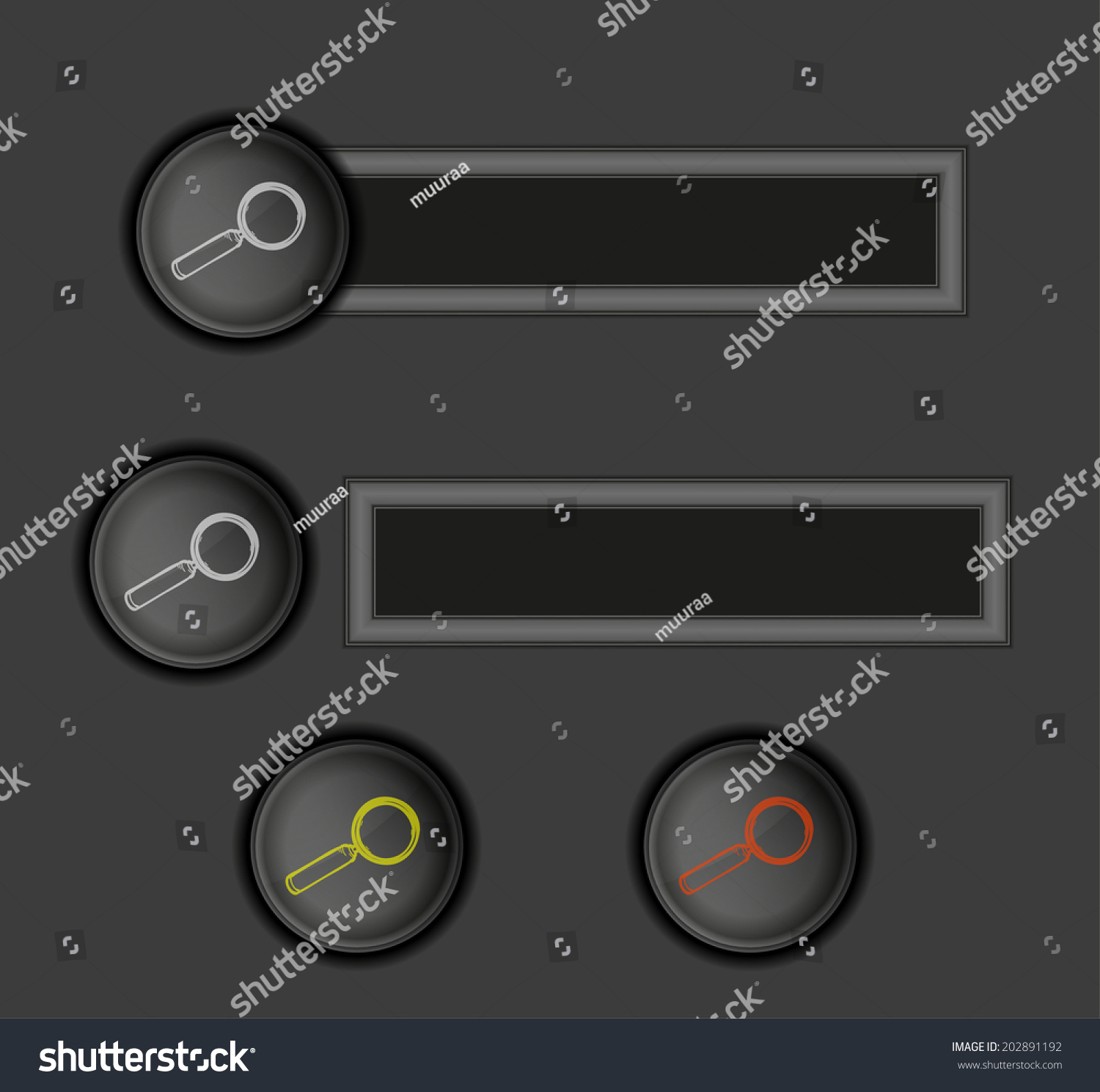 Different Dark Buttons Magnifying Glass Vector : image vectorielle de ...