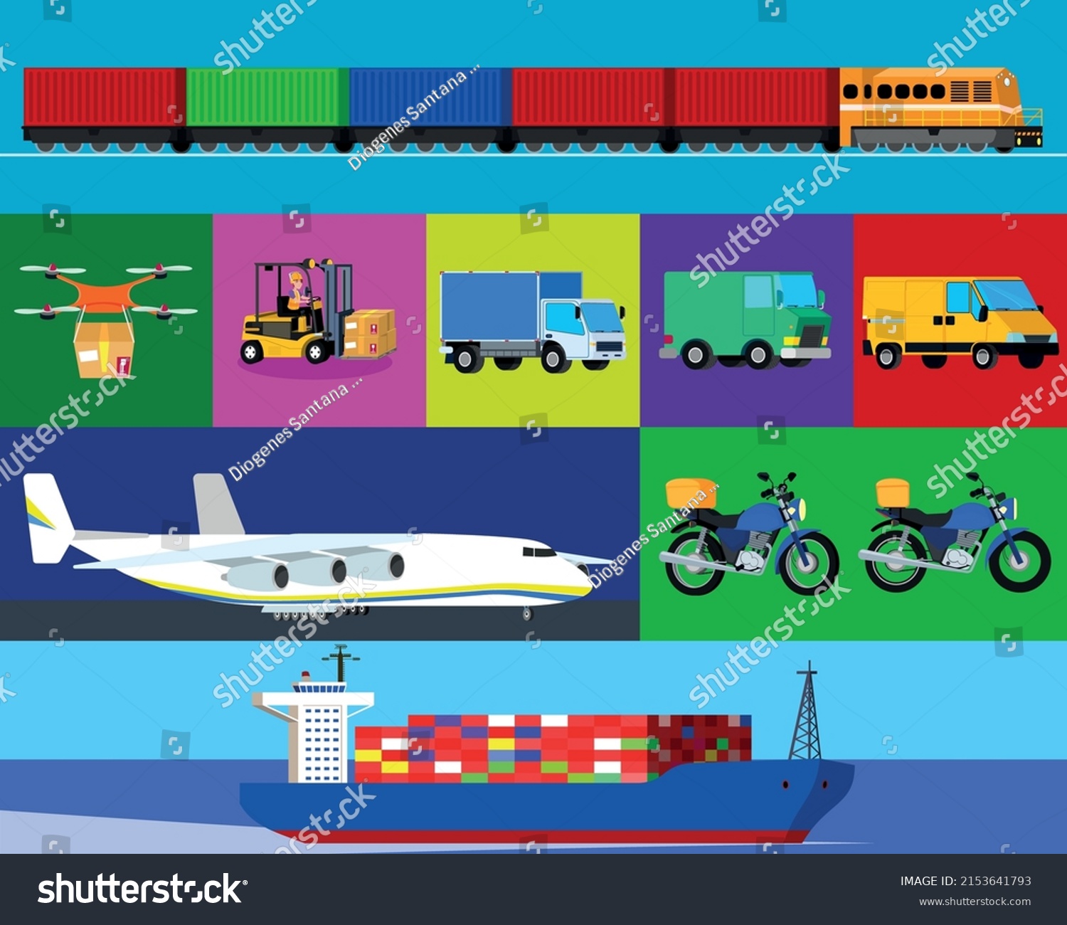 Different Delivery Cargo Vehicles Stock Vector (Royalty Free ...