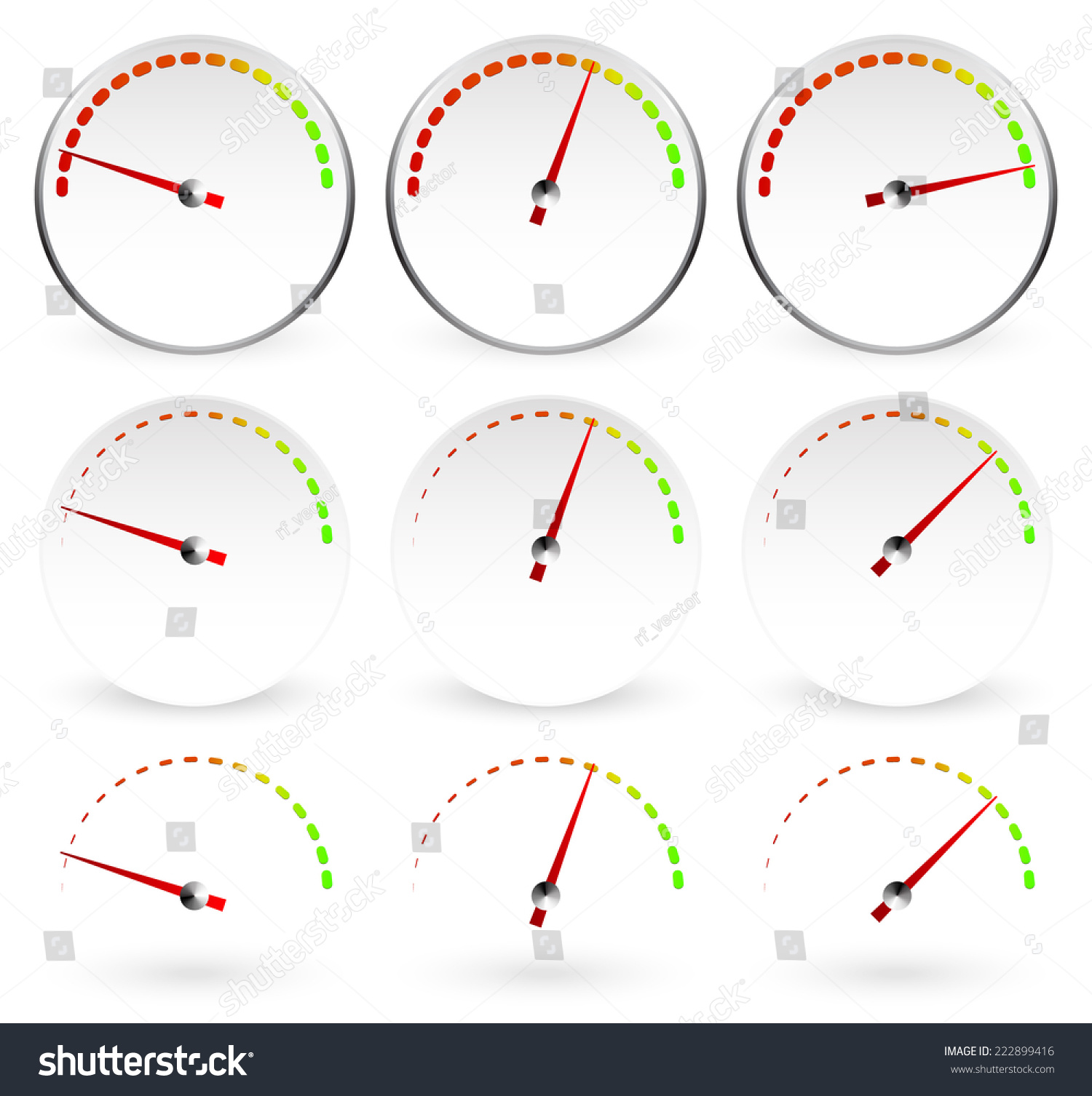 Different Dials Red Needles Stock Vector (Royalty Free) 222899416