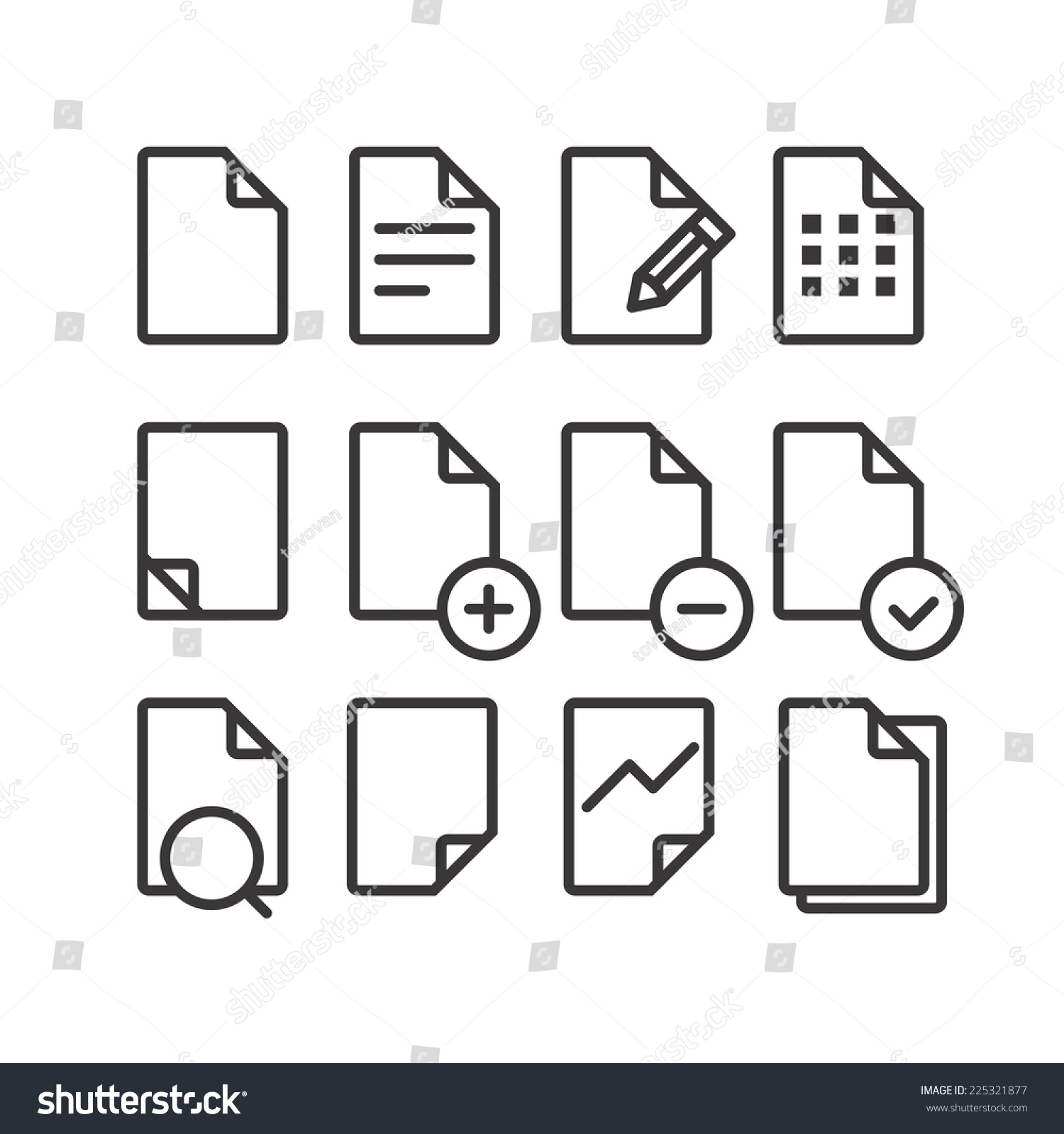 Different Documents Icons Set Rounded Corners: เวกเตอร์สต็อก (ปลอดค่า ...