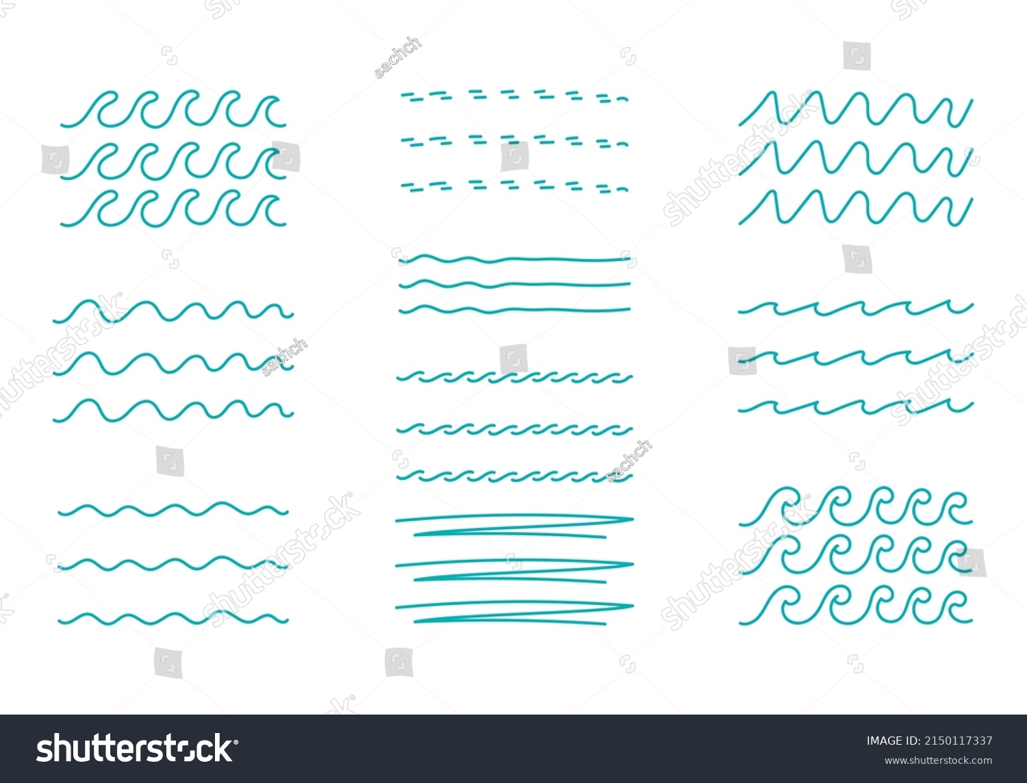 Different Drawing Line Waves Vector Illustration Stock Vector (Royalty ...