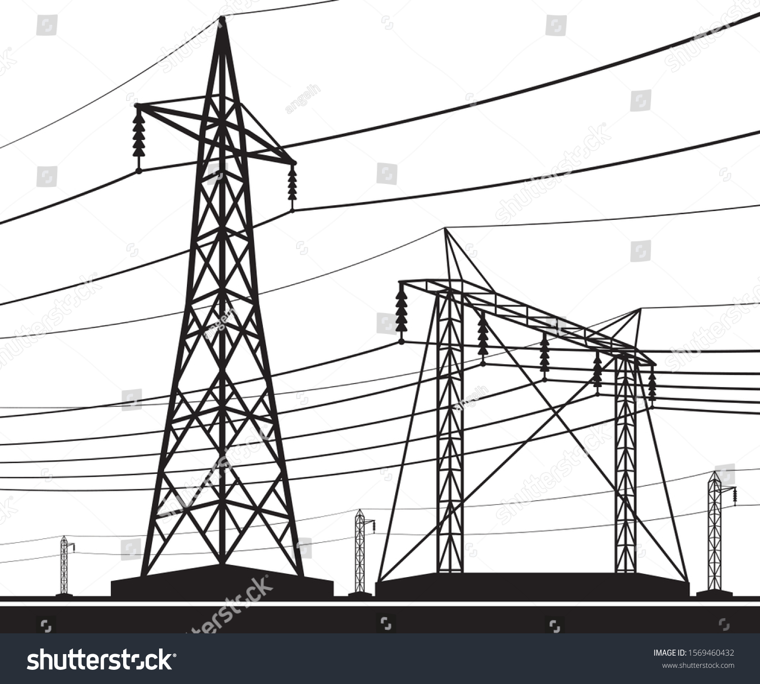 Different Electrical Transmission Lines Vector Illustration Stock ...