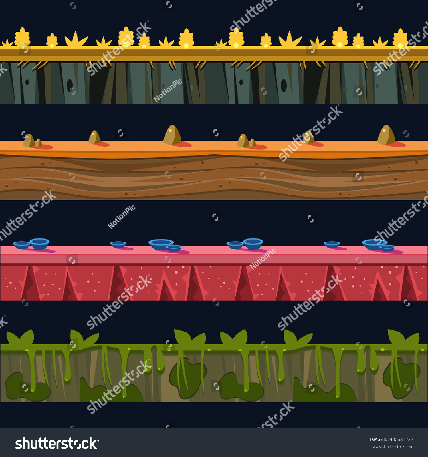 Different Environments Platformer Level Floor Design Stock Vector ...