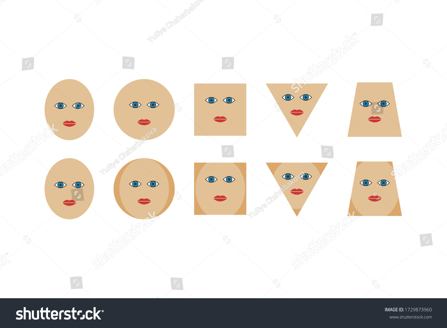 Different Face Shapes Round Oval Square Stock Vector (Royalty Free ...