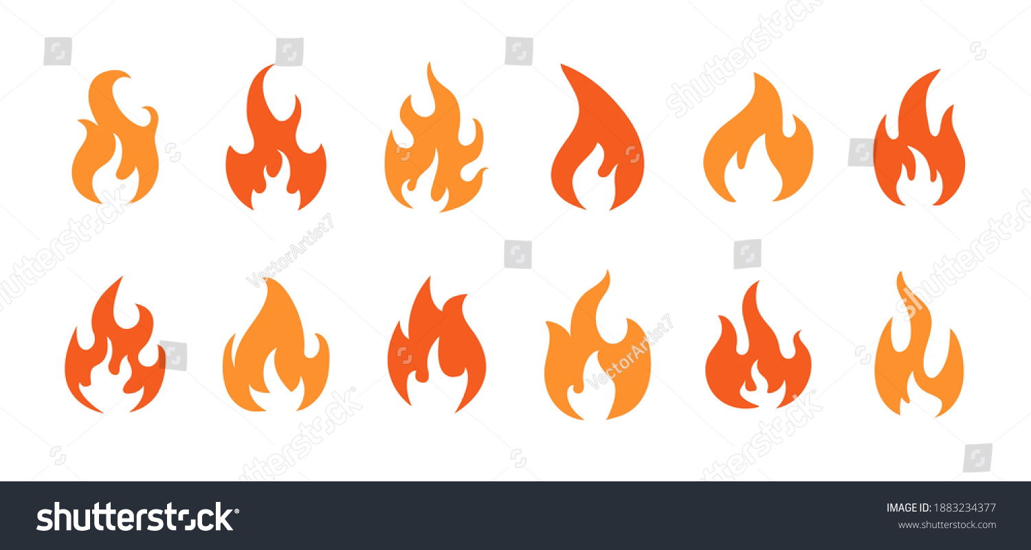 Different Fire Icons Burning Flames Collection Stock Vector (Royalty ...