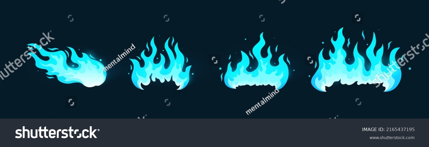 Different Fire Set Blue Flame Collection Stock Vector (Royalty Free ...