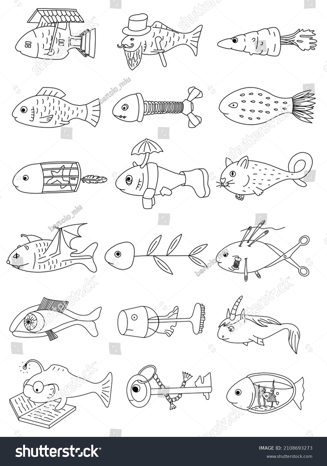 Different Fish Vector Collection Hand Drawn Stock Vector (Royalty Free ...