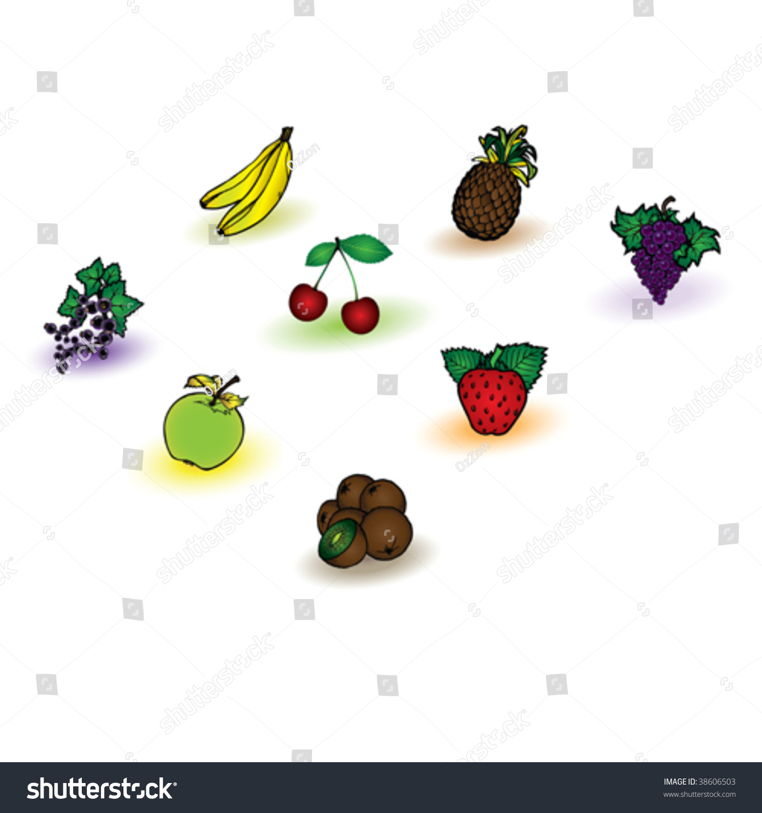 Different Fruits Vector Collection On White Stock Vector (Royalty Free ...