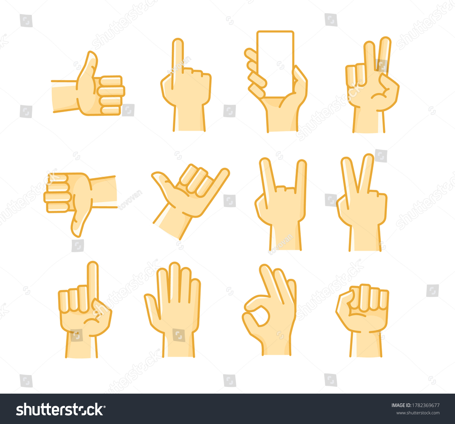 Different Hand Gesture Comic Style Vector Stock Vector (Royalty Free ...