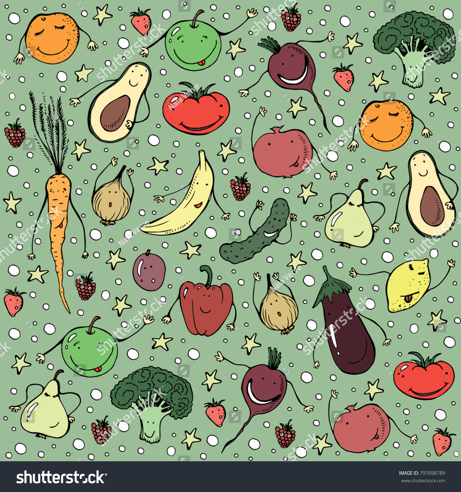 Different Happy Vegetables Vector Winter Stock Vector (Royalty Free ...