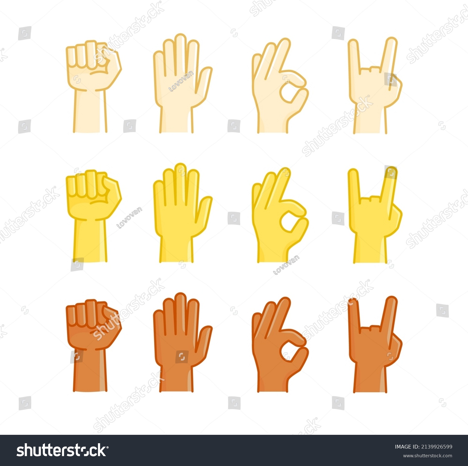 Different Human Races Hand Gestures Comic: เวกเตอร์สต็อก (ปลอดค่า ...