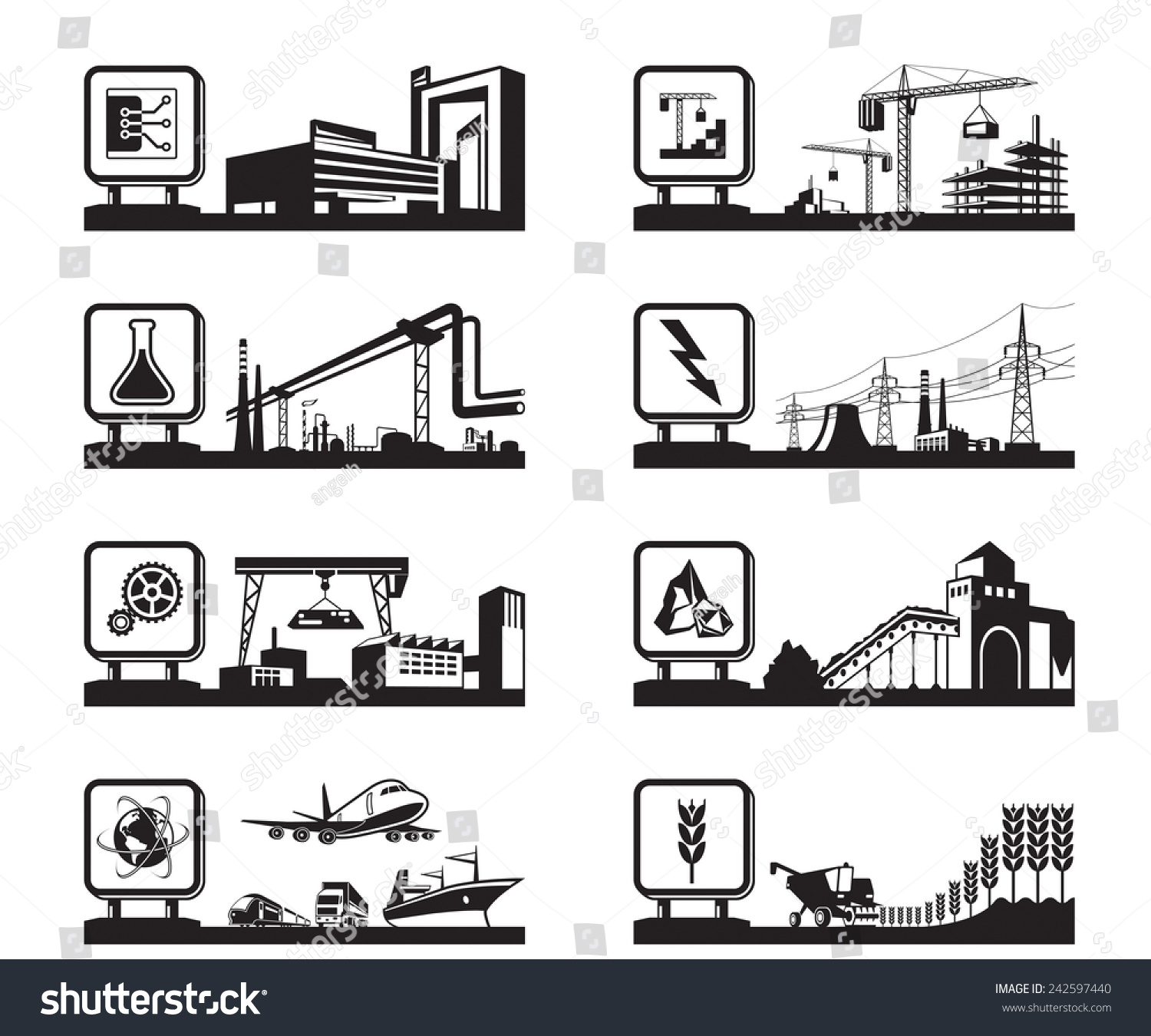 Different Industries Logos Vector Illustration Stock Vector (Royalty ...
