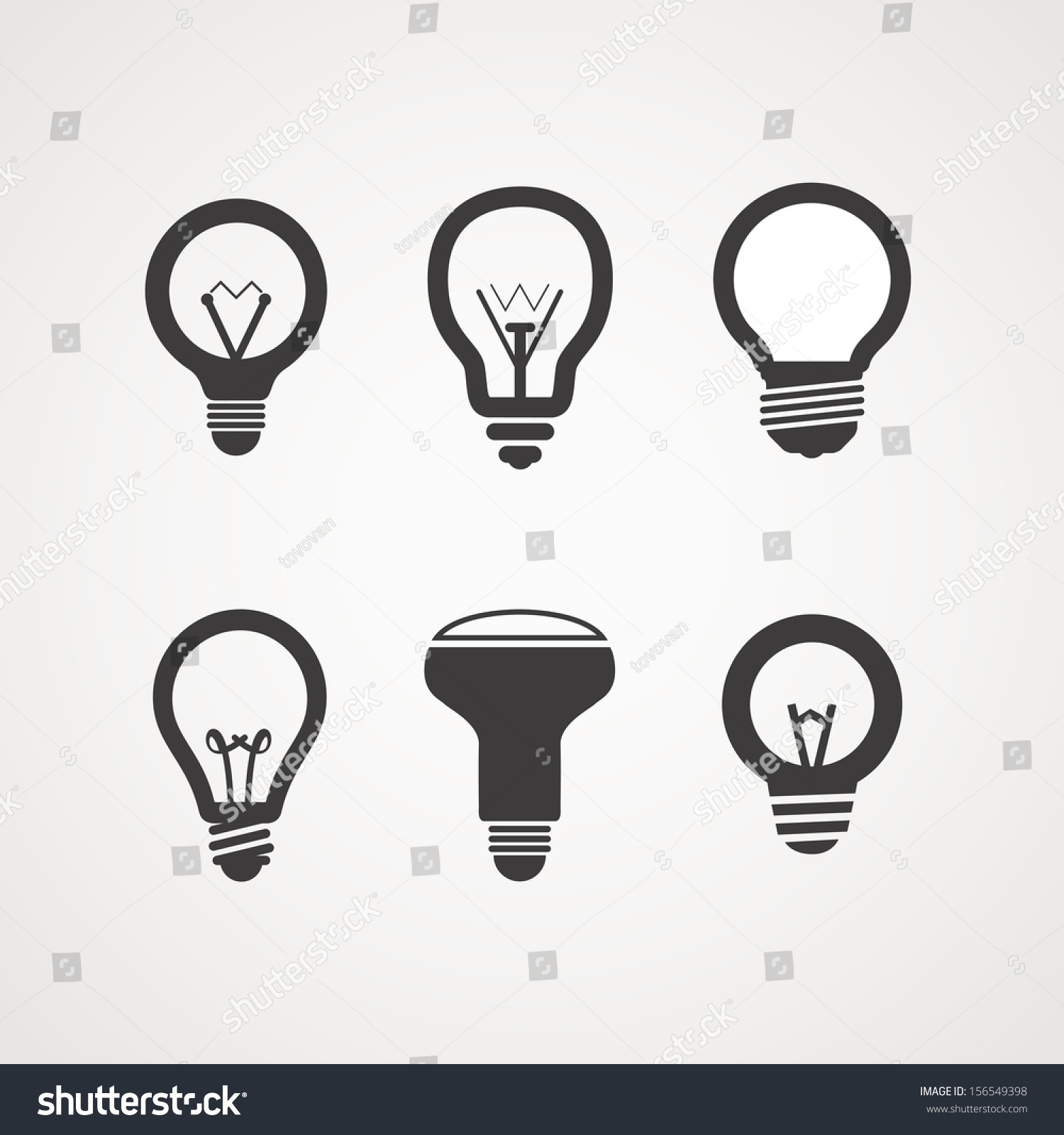 Vektor Stok Different Light Bulb Icon Collection (Tanpa Royalti ... Vektor Stok Different Light Bulb Icon Collection (Tanpa Royalti ...