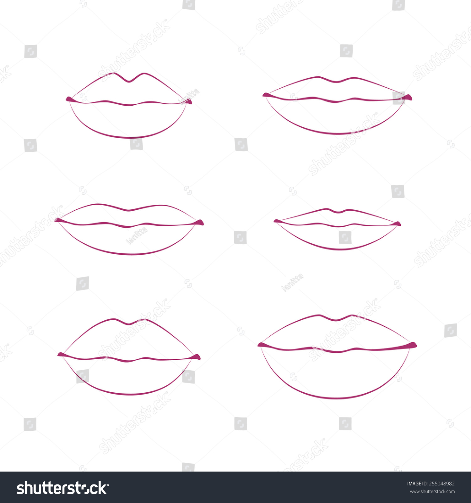Different Lip Shapes Types Line Art: стоковая векторная графика (без ...