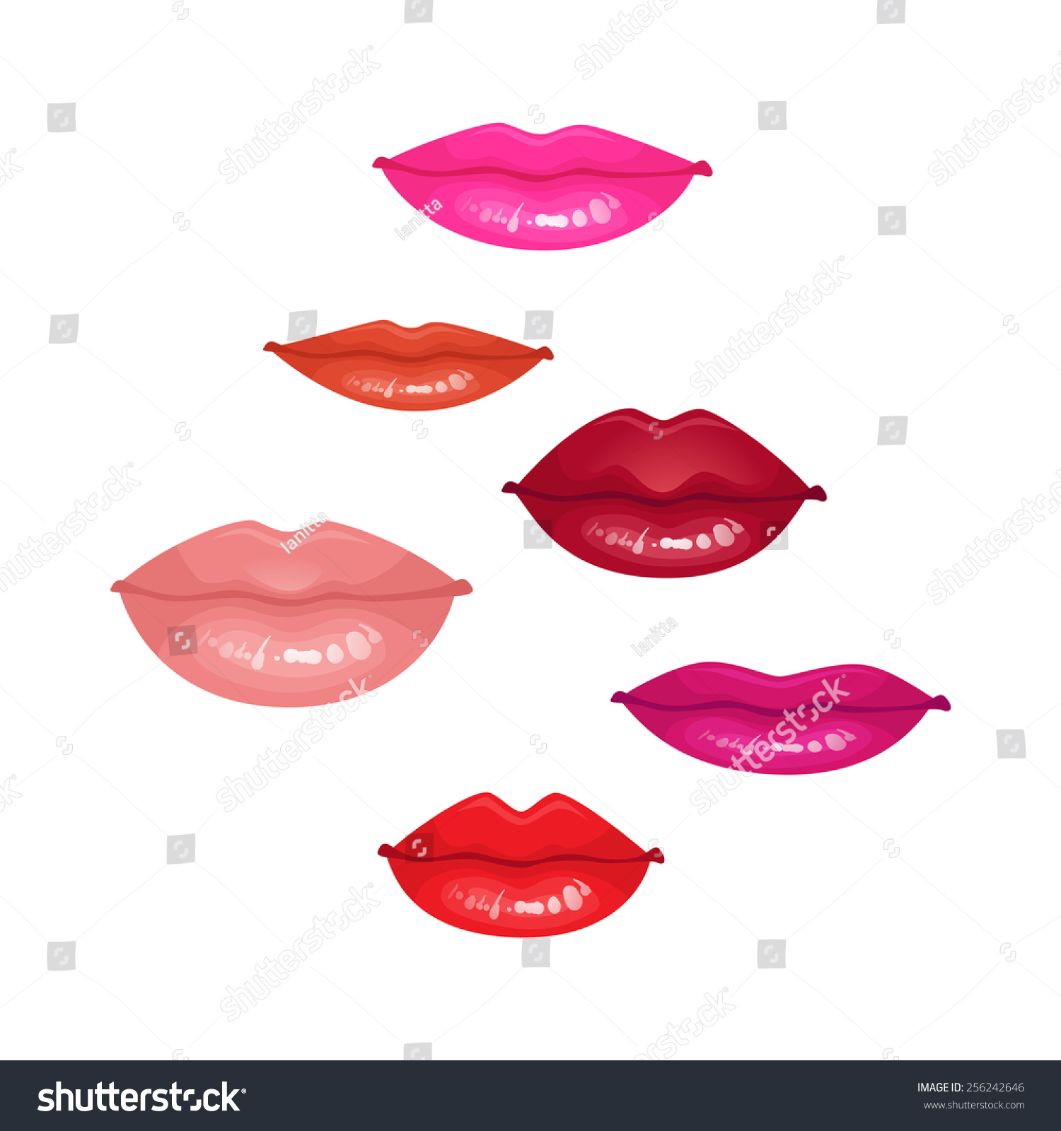 Different Lip Shapes Types Vector Illustration: Stock-Vektorgrafik ...