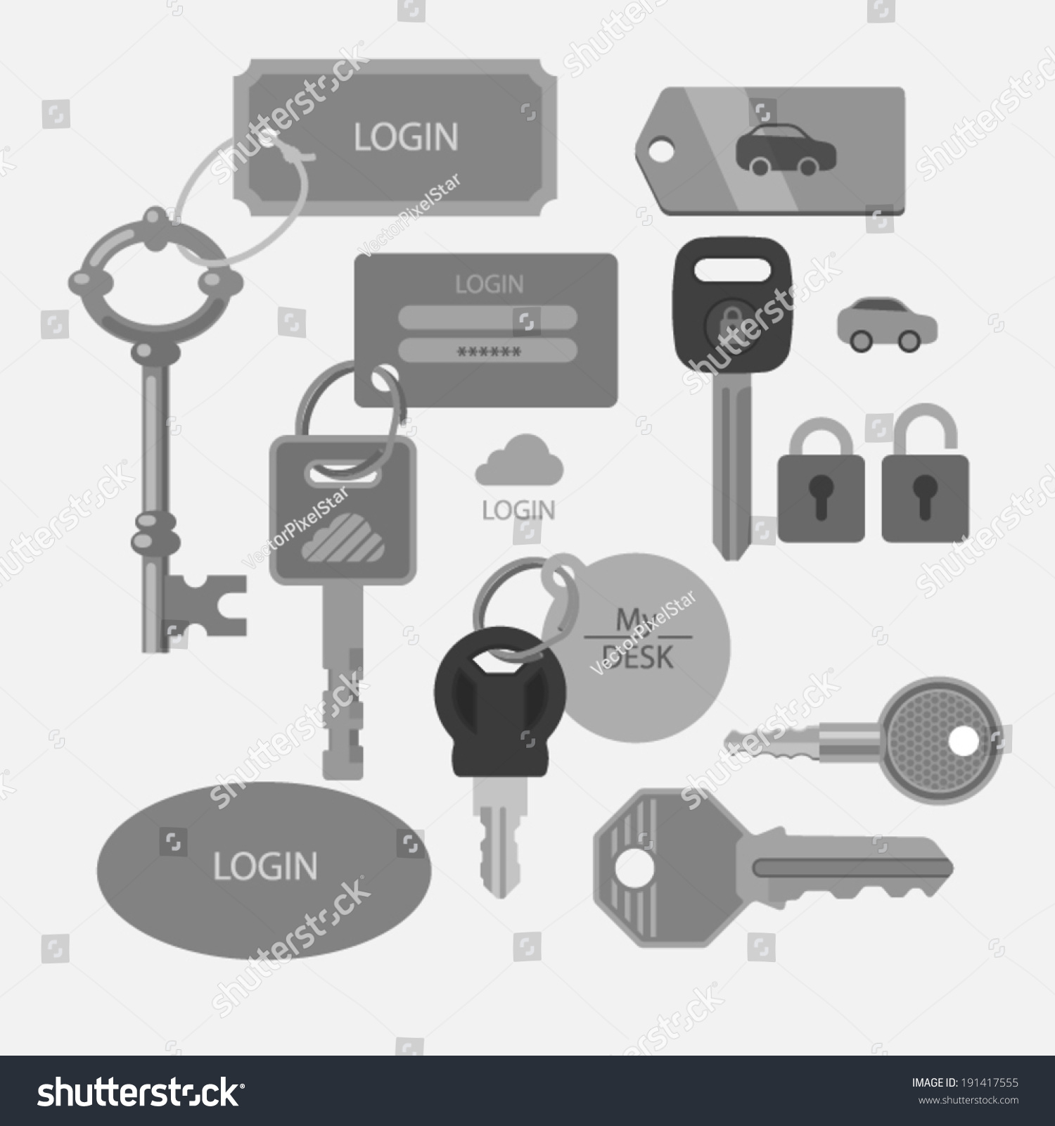 Different Lock Keys Icons: vector de stock (libre de regalías ...