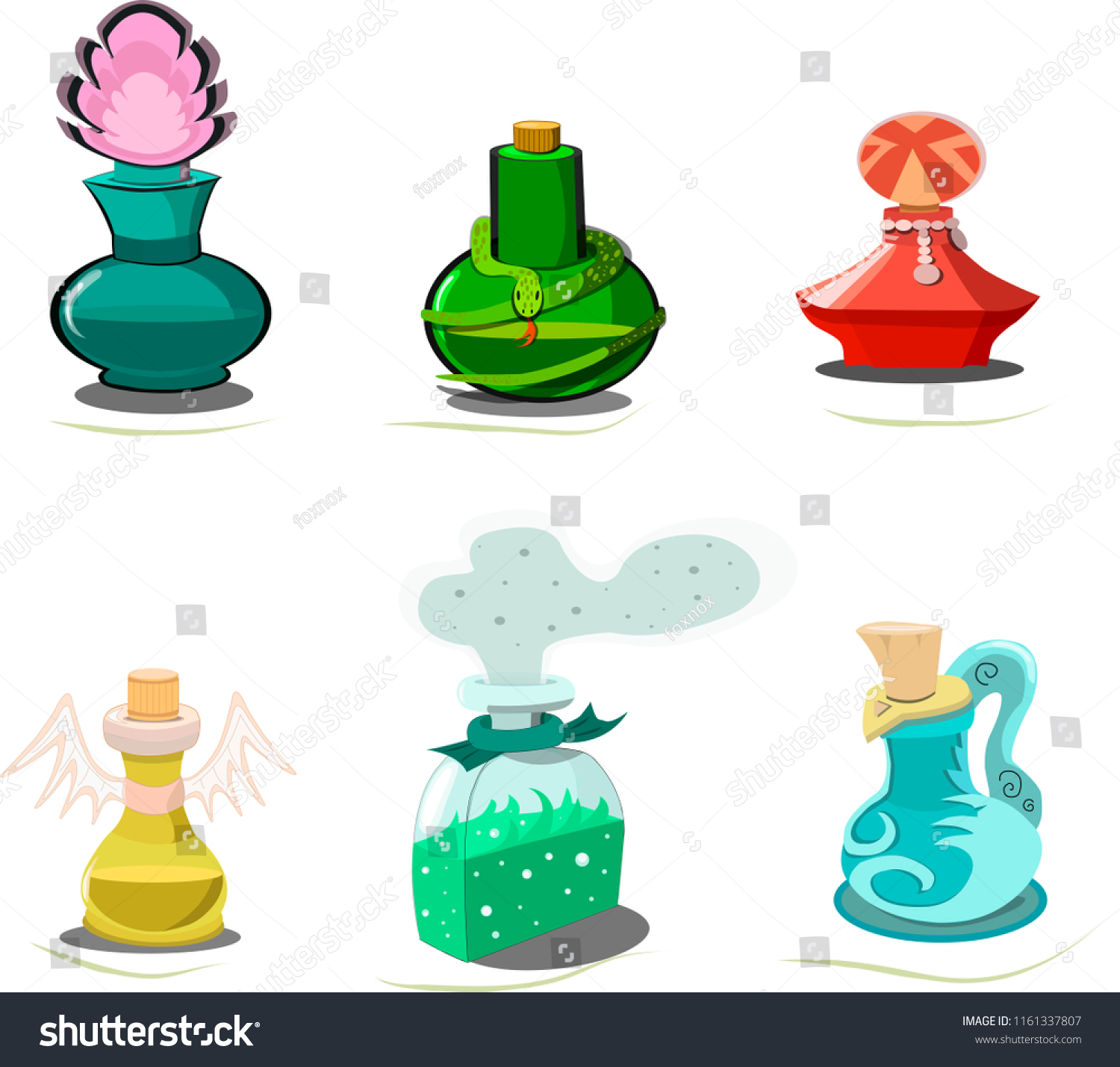 Different Magic Bottles Stock Vector (Royalty Free) 1161337807 ...