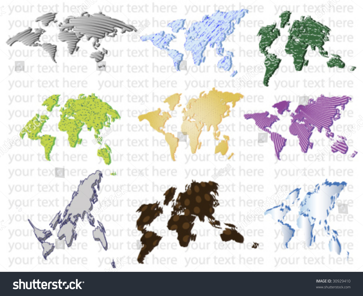 Different Maps World Stock Vector (Royalty Free) 30929410
