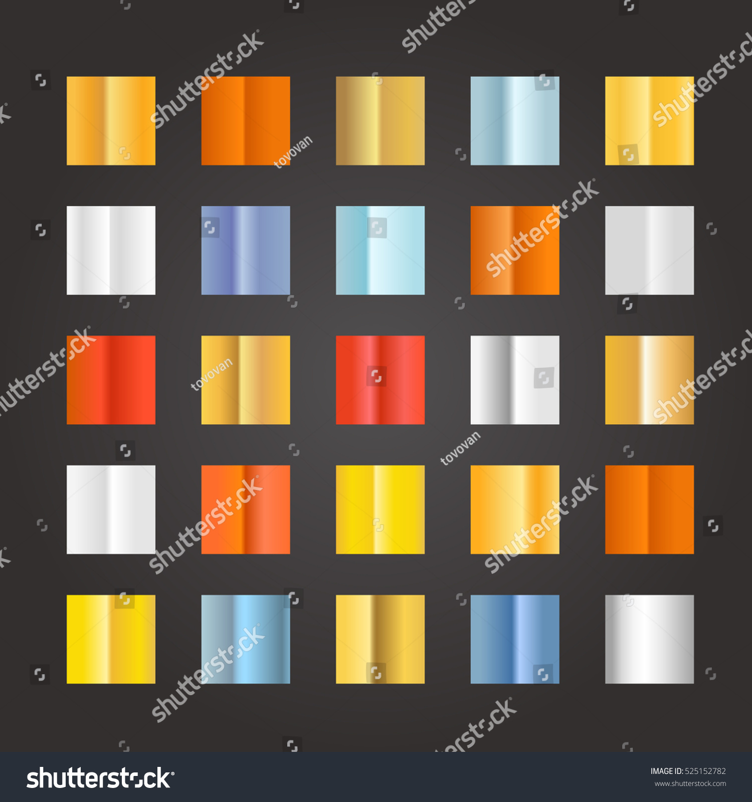 Different Metal Square Gradients Set Stock Vector (Royalty Free) 525152782