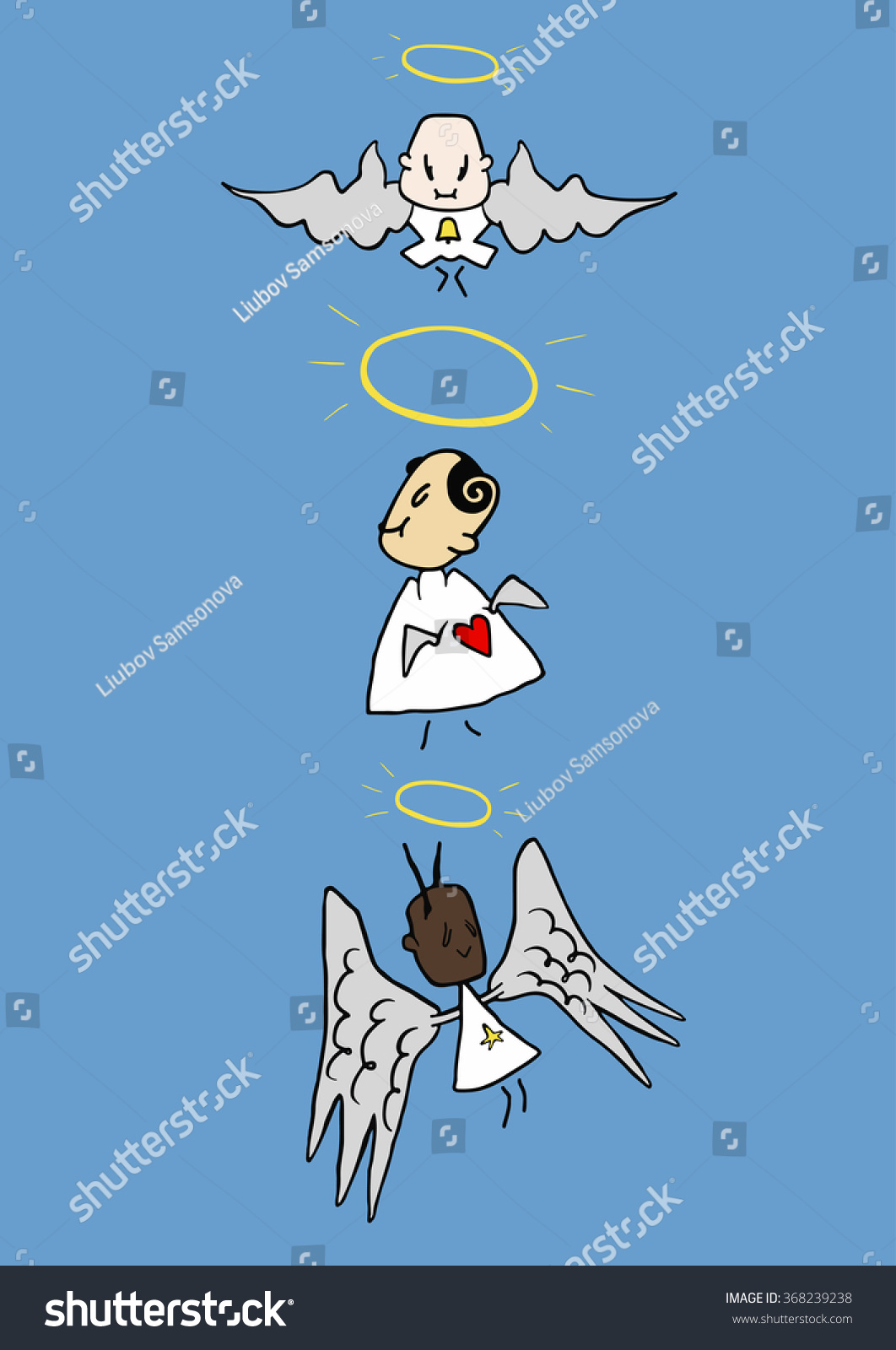 Different Nationality Angels Nimbus Vector Stock Vector (Royalty Free ...