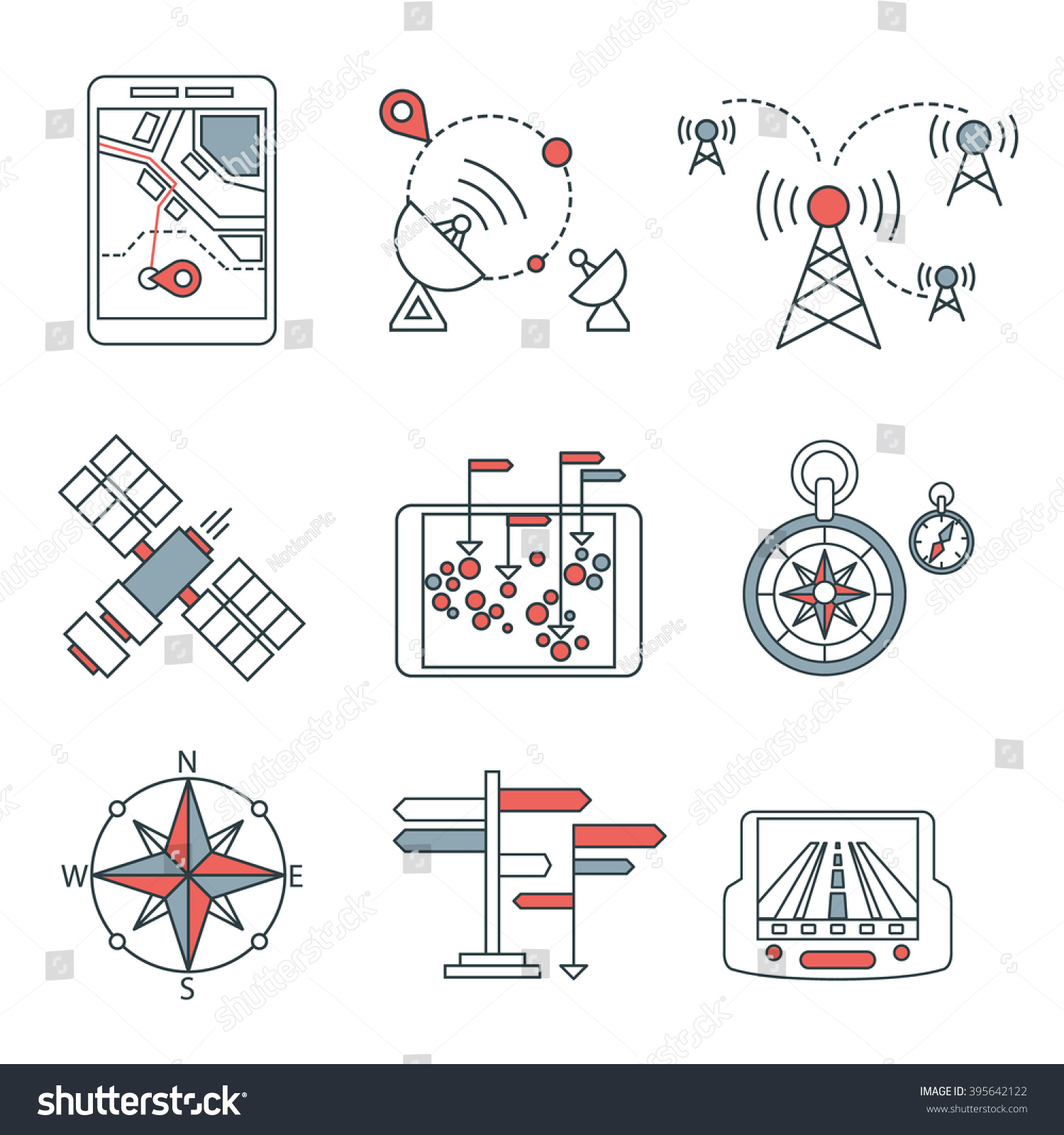 Different Navigation Icons Set Rounded Corners Stock Vector (Royalty ...