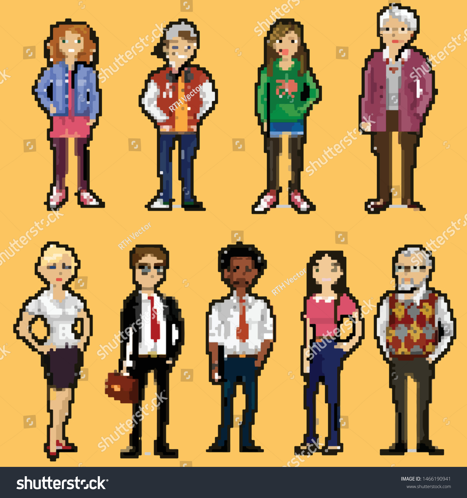 Different Peoples Pixel Art Vector Set 库存矢量图（免版税）1466190941 | Shutterstock