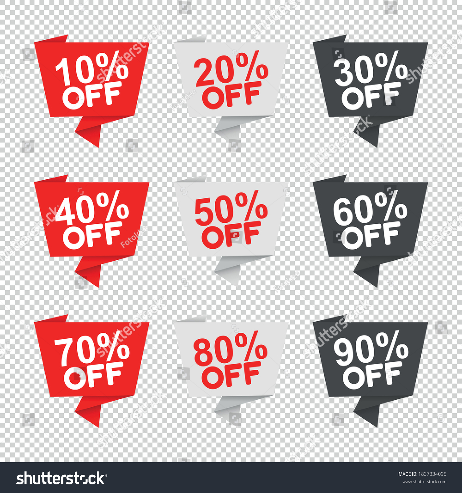 Different Percent Labels Vector Illustrations Set Stock Vector (Royalty ...